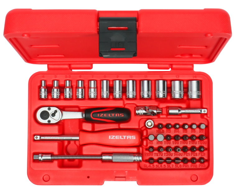 Socket Wrench 6 Points and Bits Set (45 Pcs, mm) - İZELTAŞ